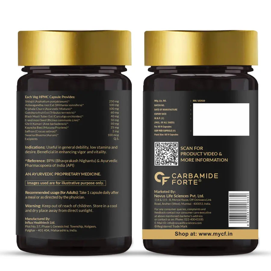 Carbamide Forte Shilajit Gold Capsules For Men | 60 Shilajit Capsules ...