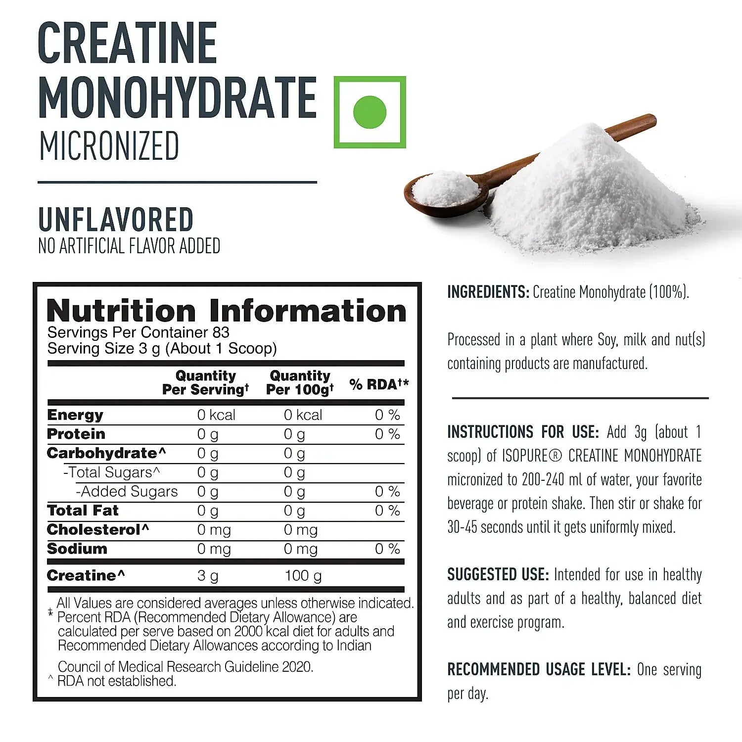 Isopure 100% Creatine Monohydrate - Enhance Performance – Body Building ...