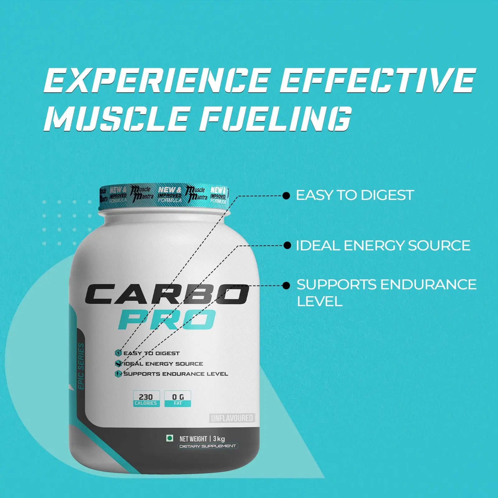 Muscle Mantra Carbo Pro 3 kg (Unflavored) - Body Building India