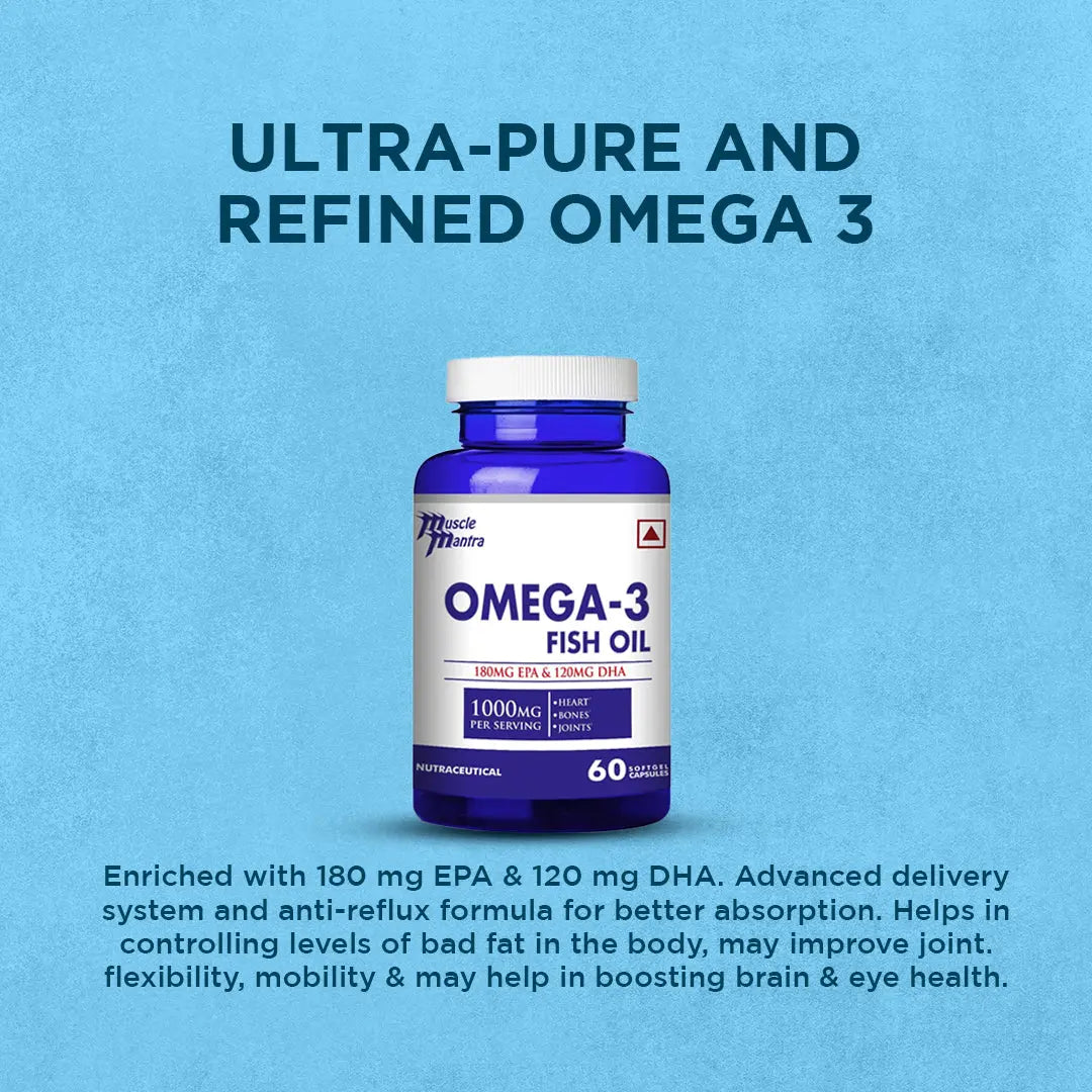 Muscle Mantra Omega-3 1000mg -60 Softgel Capsules - Body Building ...