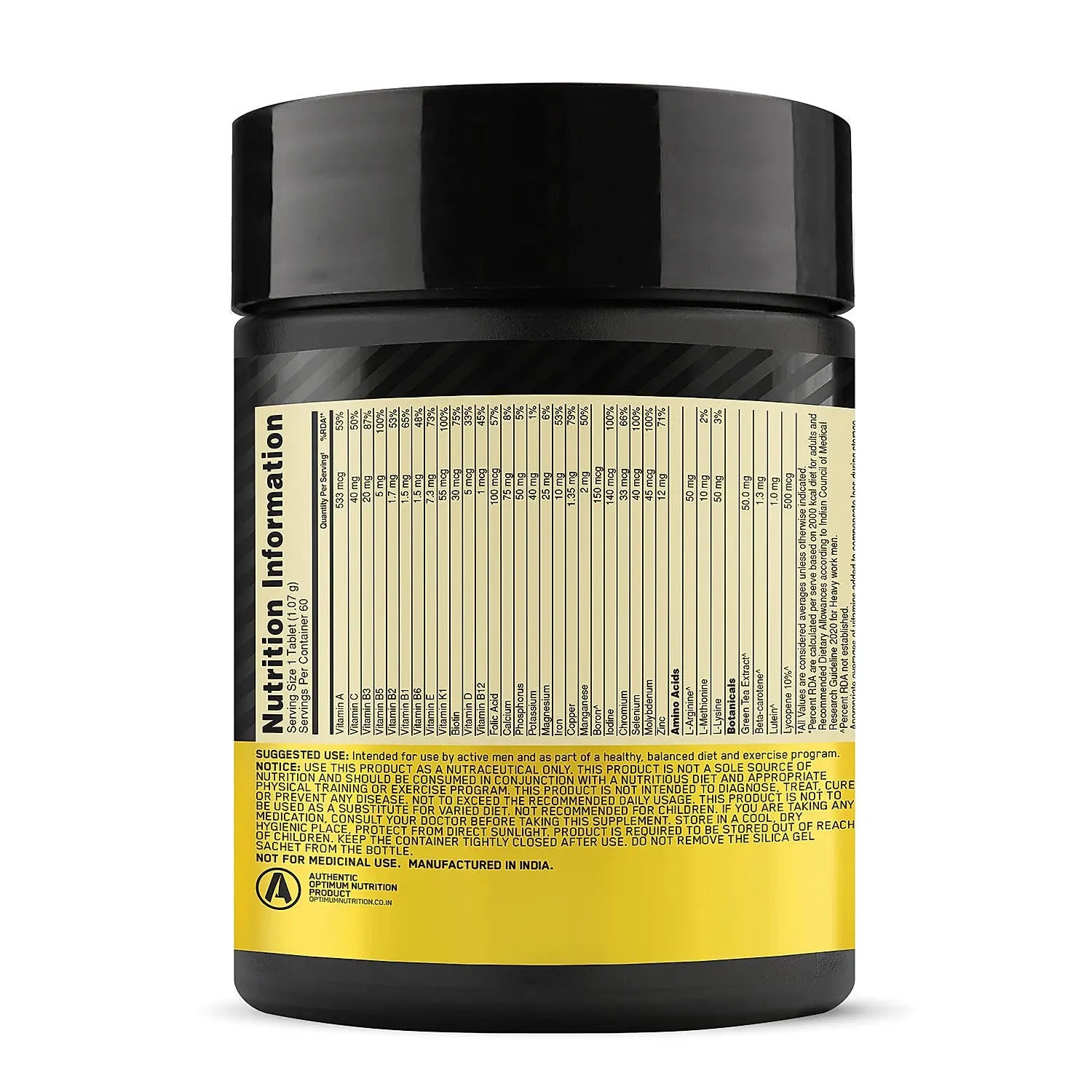 Optimum Nutrition Multivitamin for MEN- 60 Tablets - Body Building ...