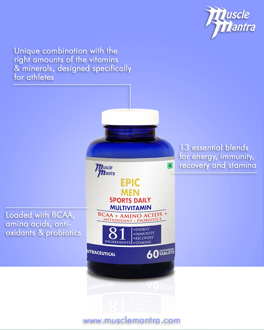Muscle Mantra Epic Men Multivitamin 60 Veg Tabs – Body Building India