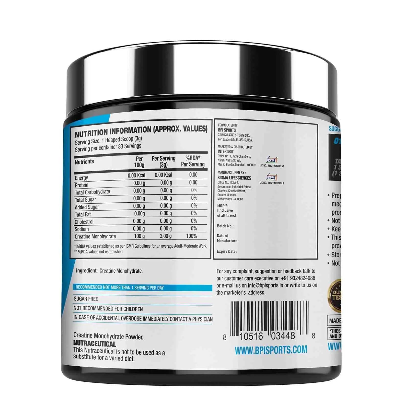 BPI Sports Micronized Creatine (Indian) - Body Building India