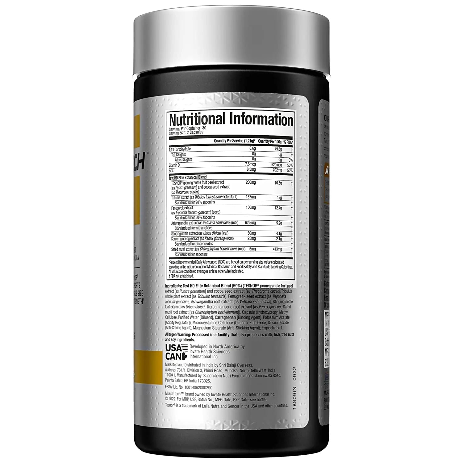 MuscleTech Test HD Elite Capsules | Build & Strengthen Muscles | 60 ...